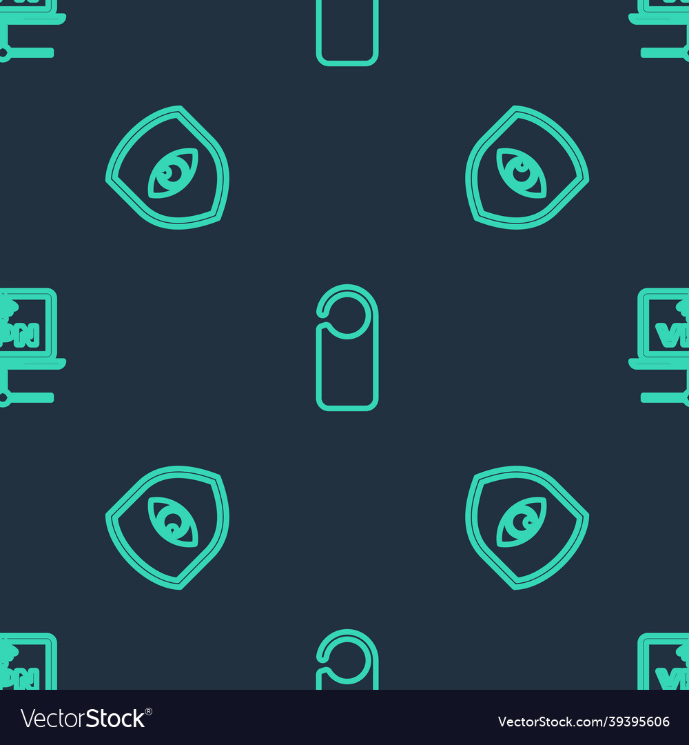 Set Line Please Do Not Disturb Shield And Eye Vector Image