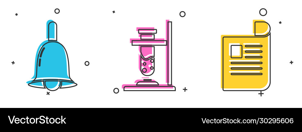 Set ringing bell glass test tube flask on fire Vector Image