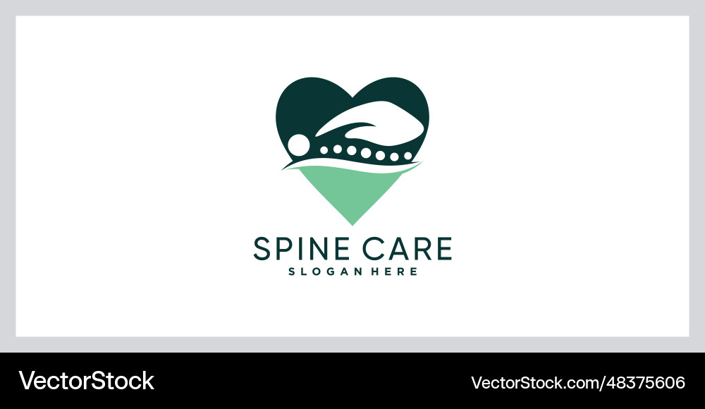 Spine care logo design with love element premium Vector Image