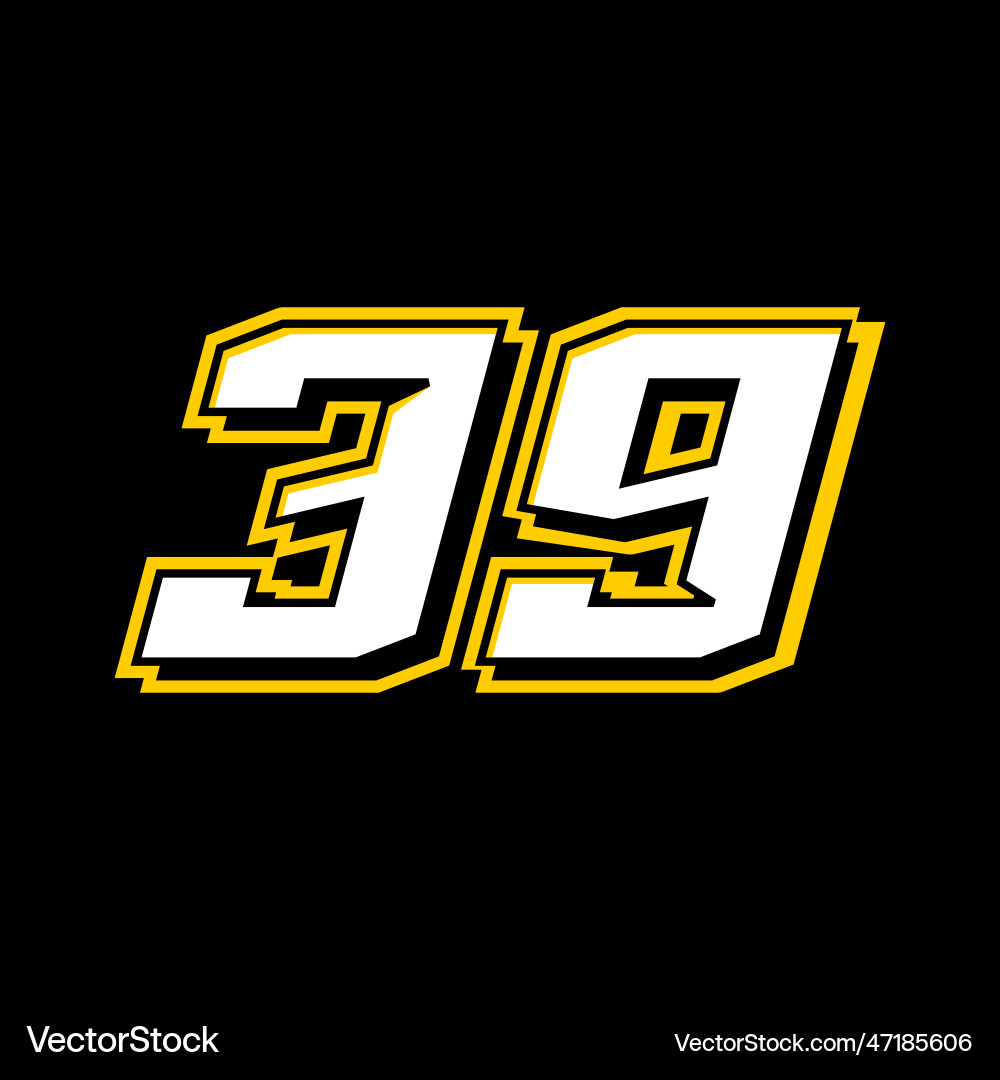 Sport racing number 39 logo design Royalty Free Vector Image