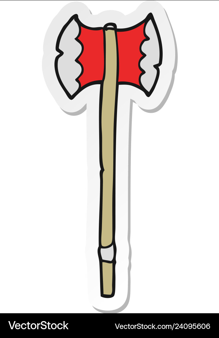 Sticker of a cartoon axe Royalty Free Vector Image