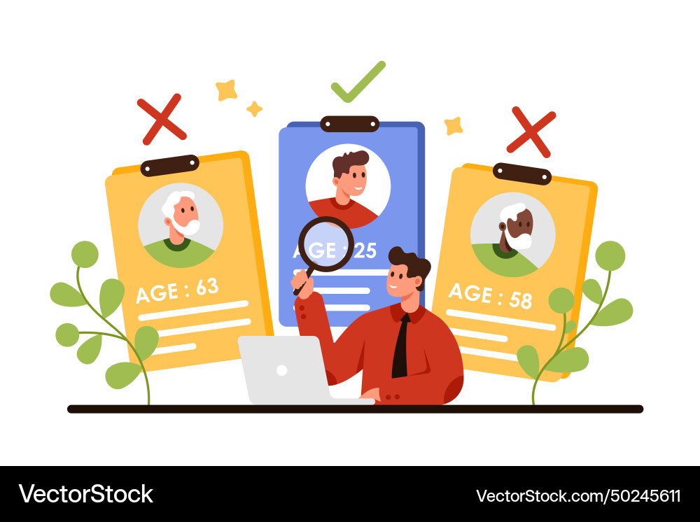 Age discrimination ageism problem of hr manager Vector Image