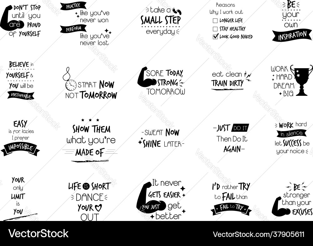 Big set motivational slogans quotes Royalty Free Vector
