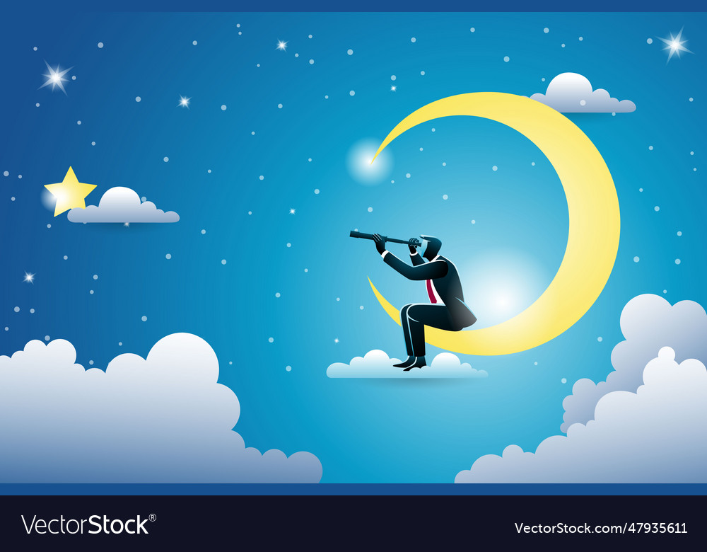Business concept businessman using telescope sit Vector Image Business concept businessman using telescope sit Vector Image