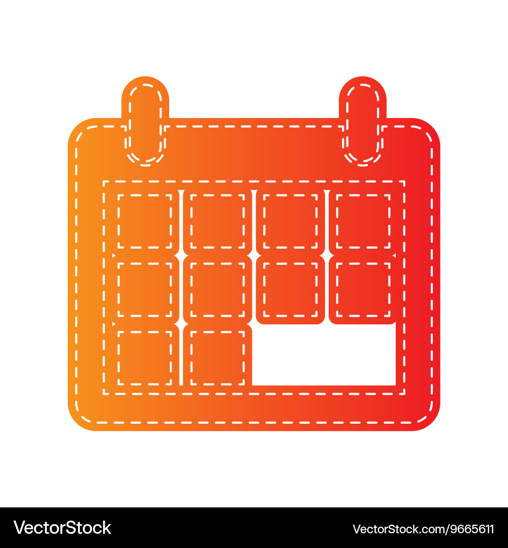 Calendar sign orange applique Royalty Free Vector Image