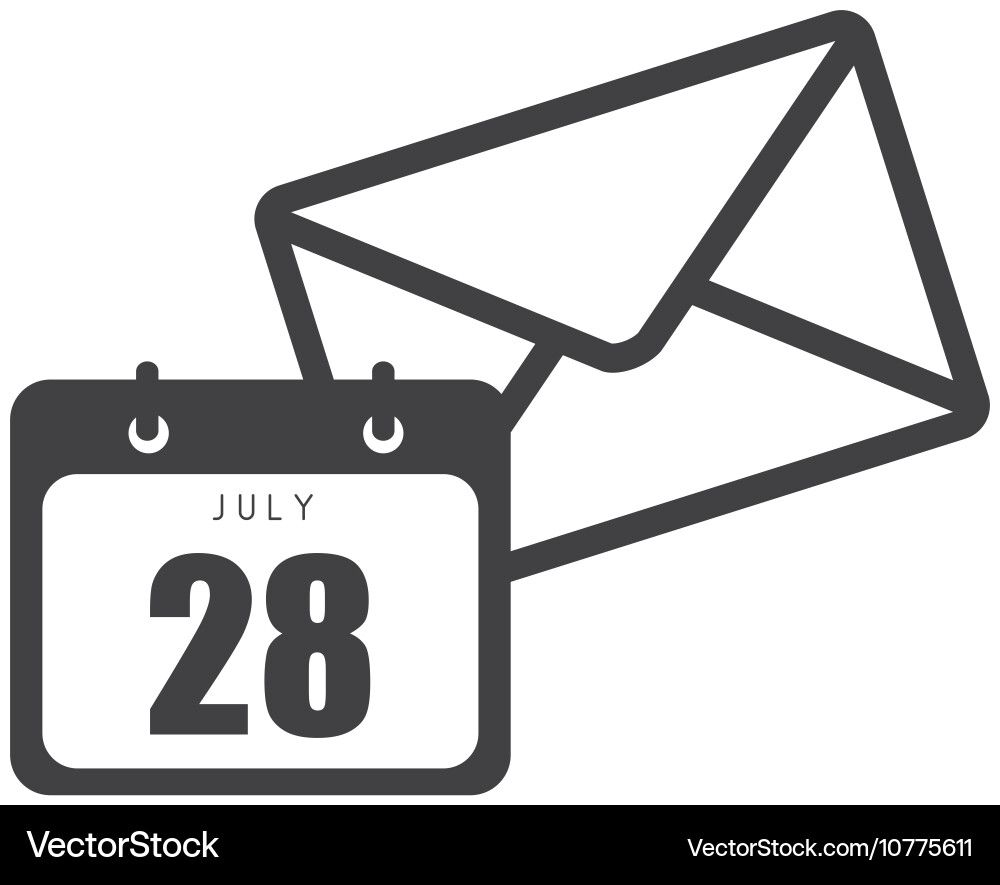 Calendar with mail envelope Royalty Free Vector Image