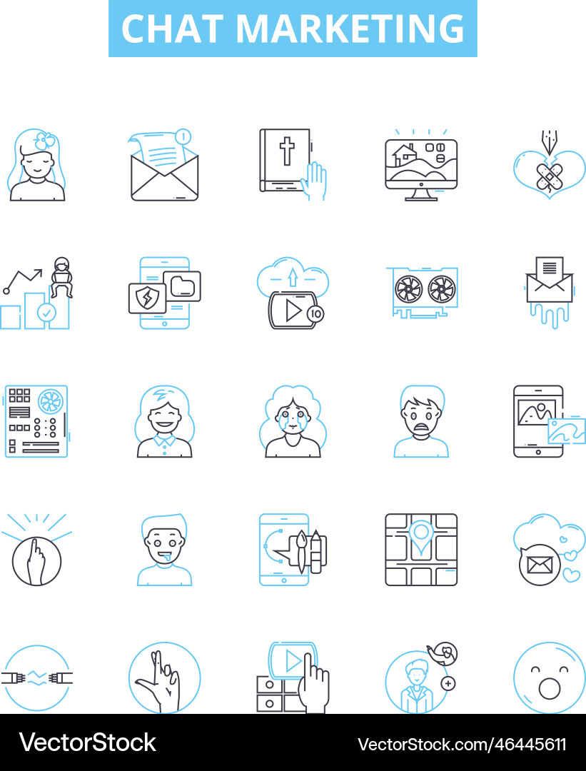 Chat marketing line icons set Royalty Free Vector Image