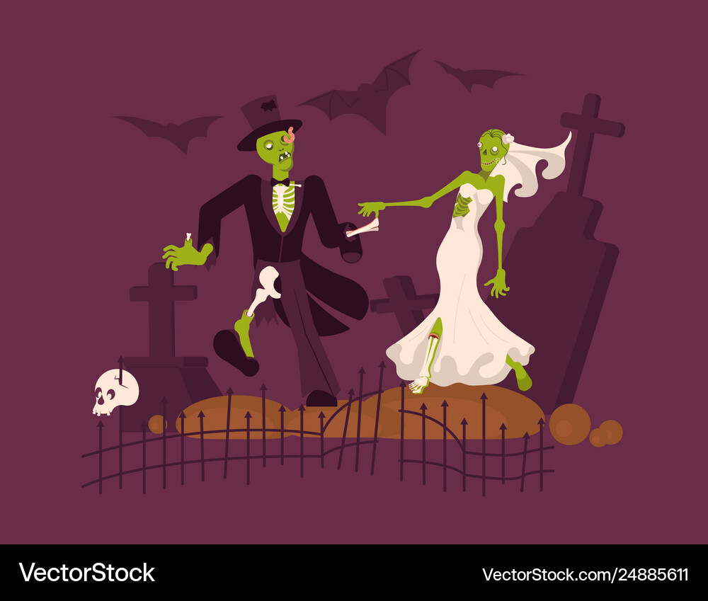 Cheerful dead bride and groom Royalty Free Vector Image