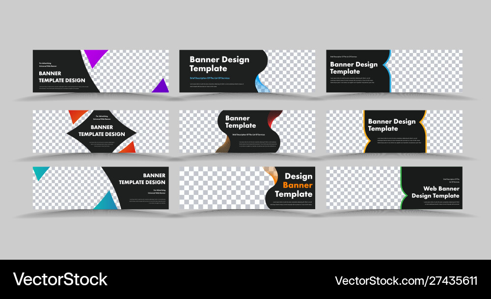 Design horizontal black web banners Royalty Free Vector