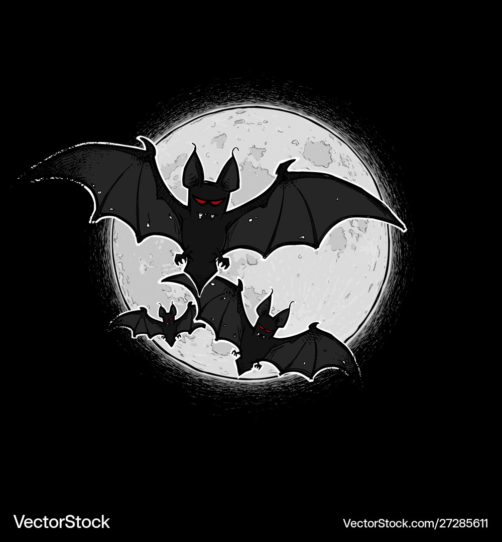 Halloween comic icons - three bats against Vector Image