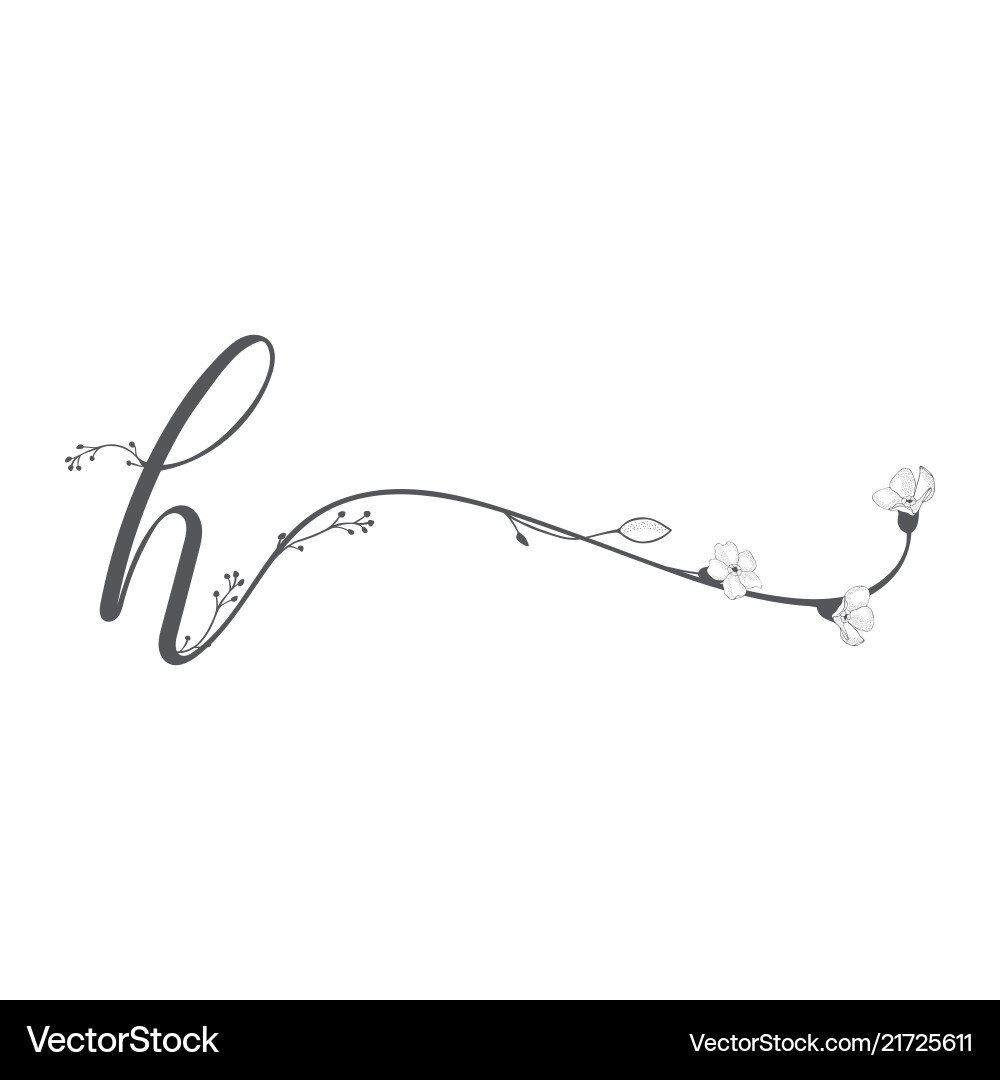 Hand drawn floral h monogram and logo Royalty Free Vector