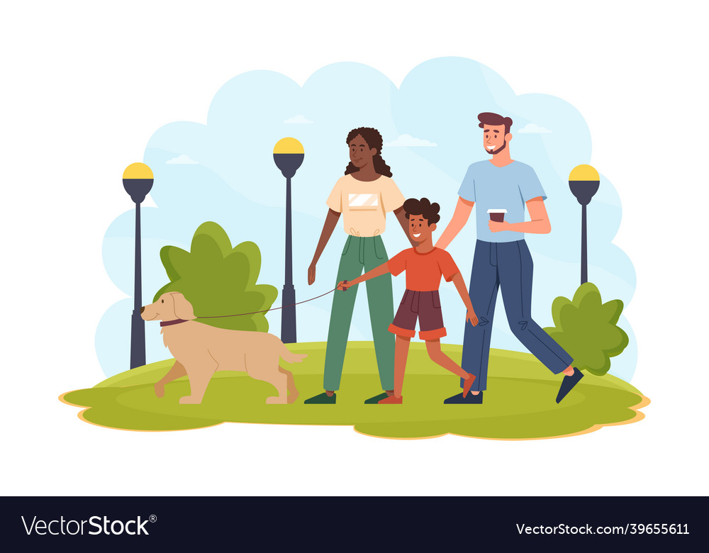 Happy young family Royalty Free Vector Image - VectorStock