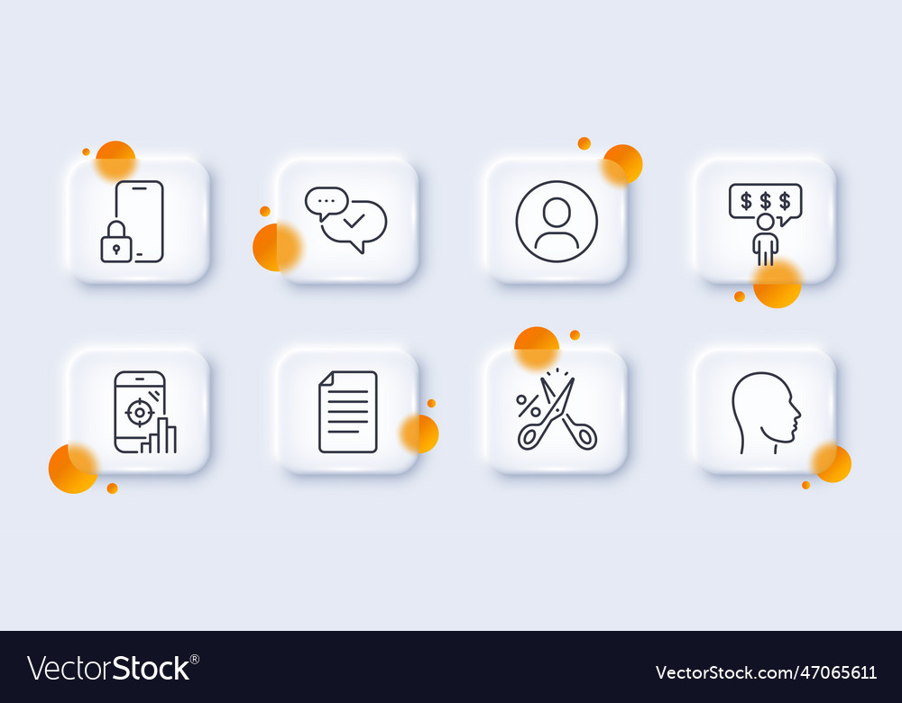 Headshot lock and employee benefits line icons Vector Image Headshot lock and employee benefits line icons Vector Image