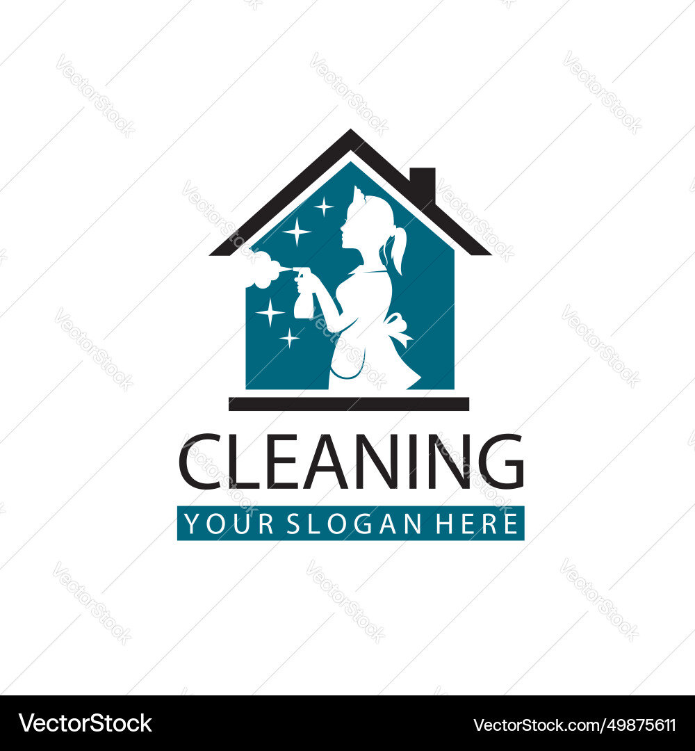 House maid lady emblem Royalty Free Vector Image