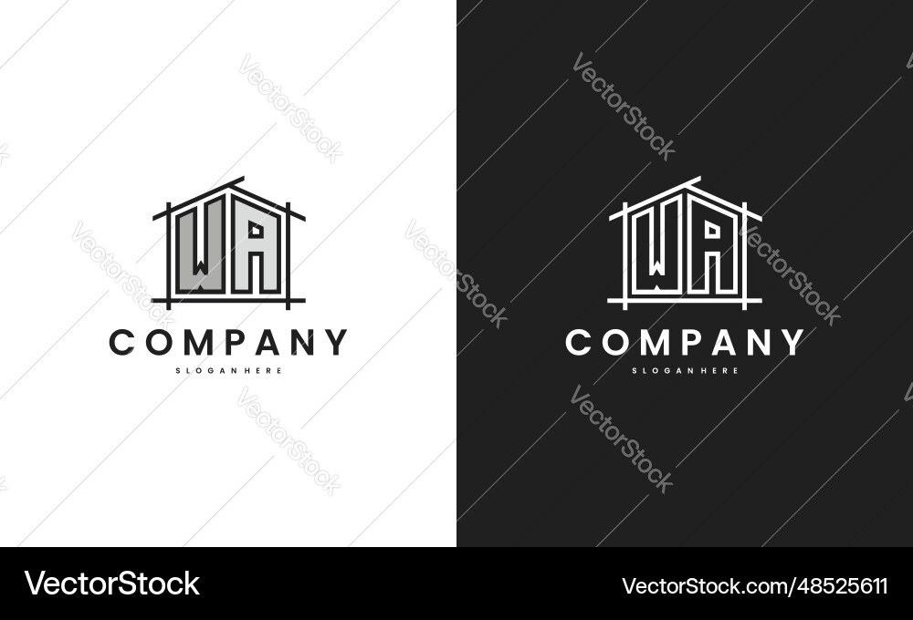 Initial wa home logo with creative house element Vector Image