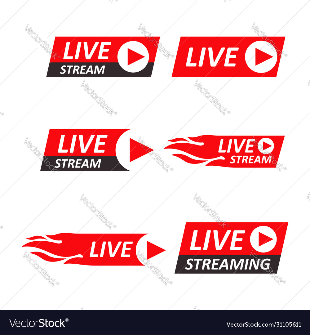 Live stream signs set emblem logo Royalty Free Vector Image