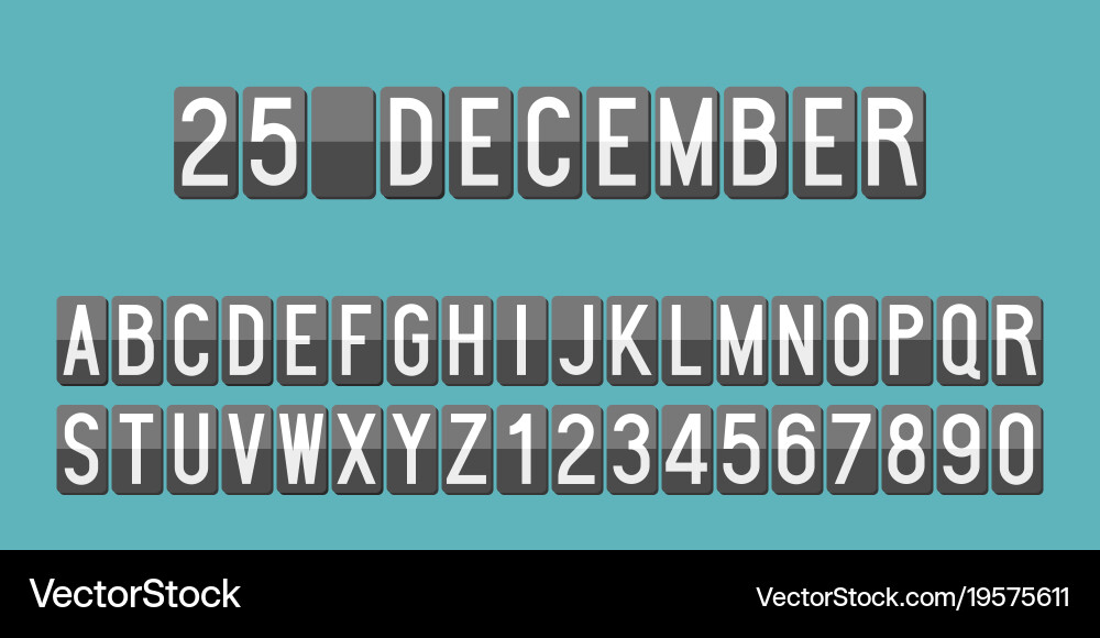 Mechanical scoreboard alphabet and numbers Vector Image