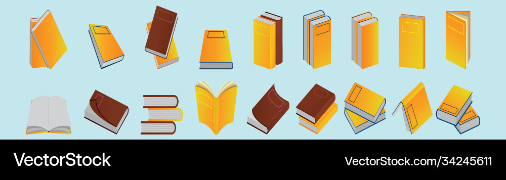 Set books cartoon icon design template Royalty Free Vector