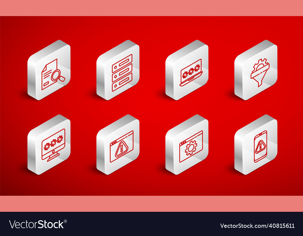 Set line mobile with exclamation mark server Vector Image Set line mobile with exclamation mark server Vector Image