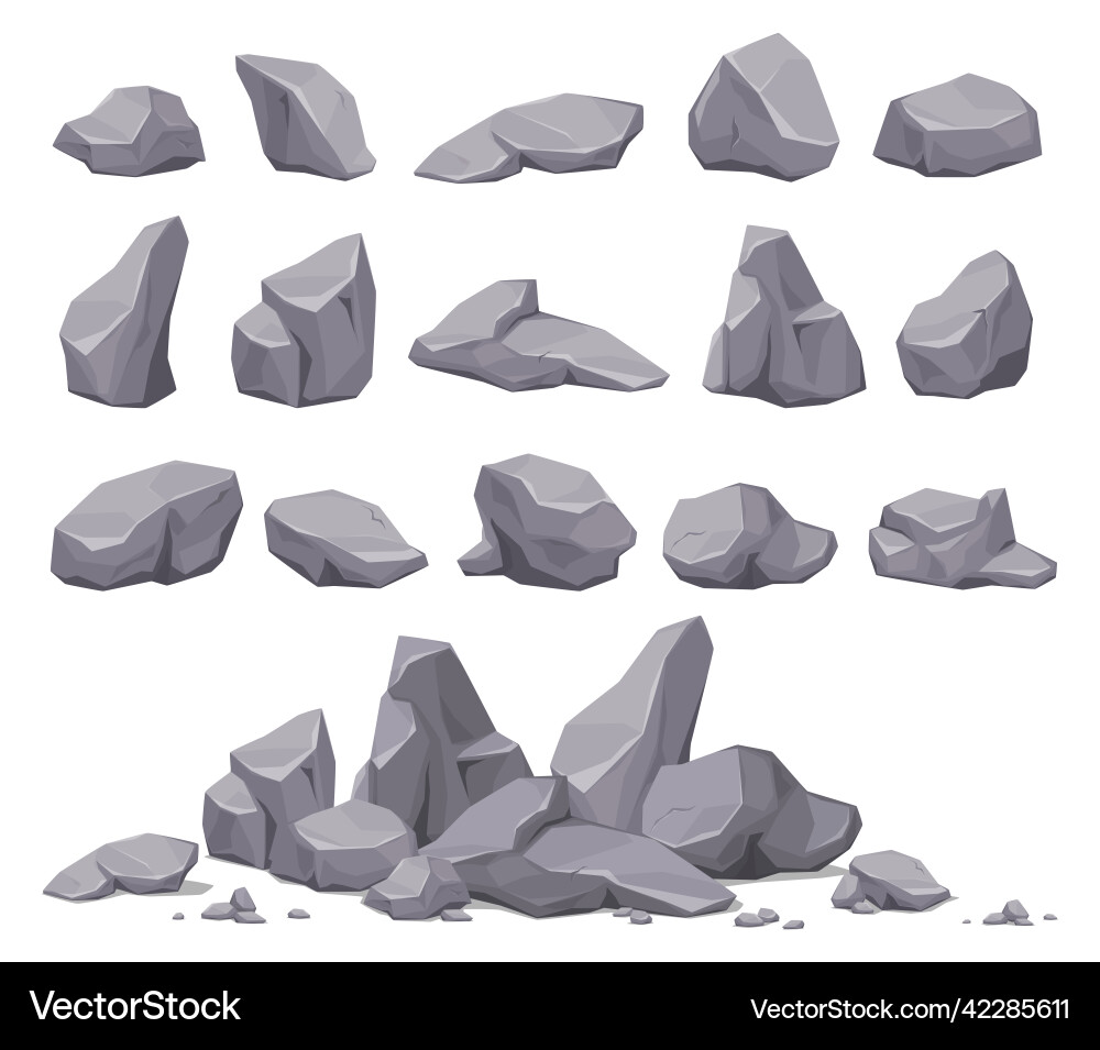 Set of gray stones different kinds Royalty Free Vector Image