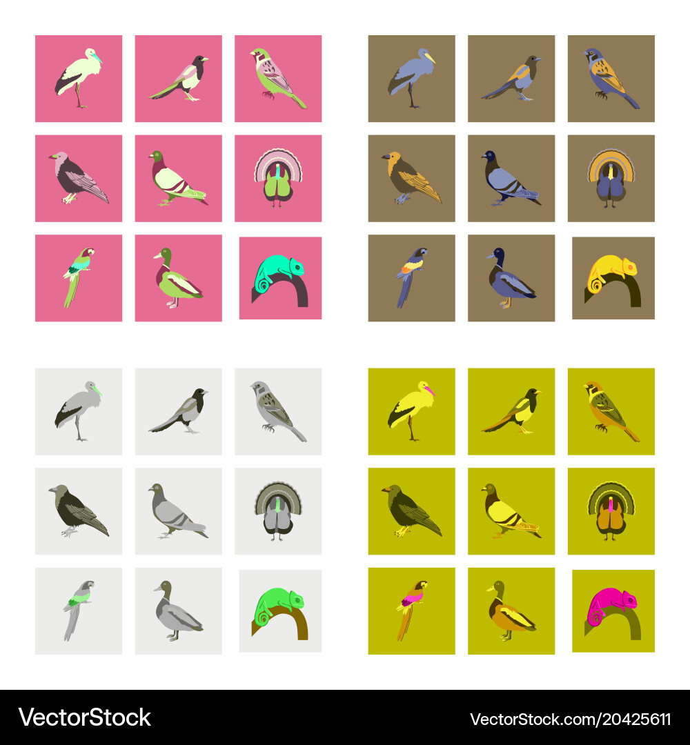 Set of in flat style birds Royalty Free Vector Image