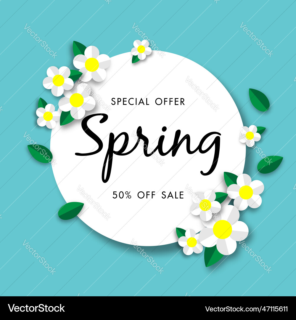 Spring sale background with beautiful flower Vector Image
