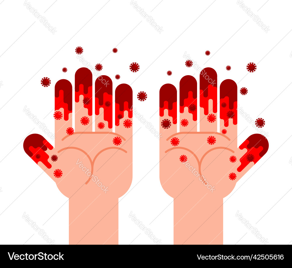 Coronavirus on hands virus on fingers danger Vector Image