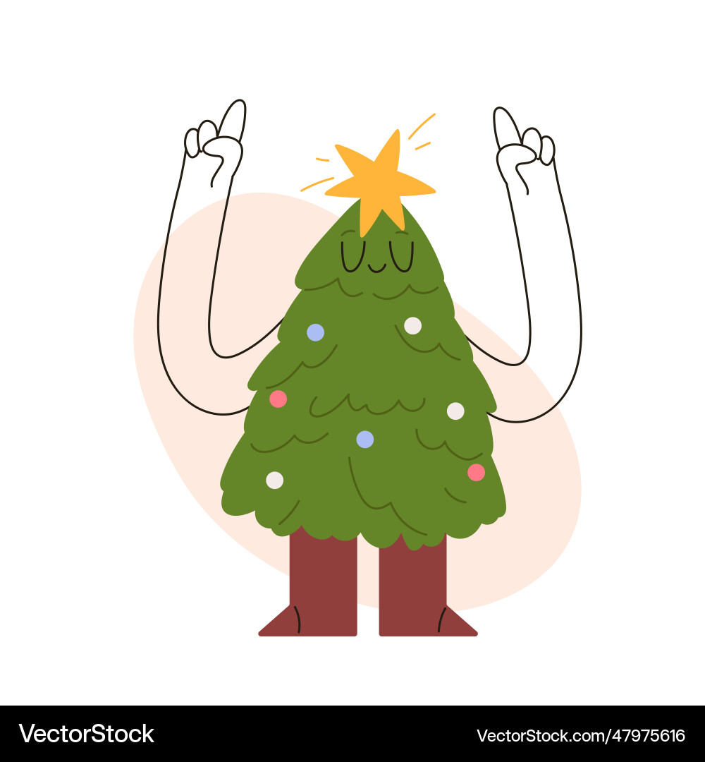 Cute christmas tree character concept cartoon Vector Image