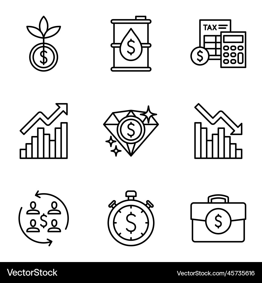Finance and money icons set payments elements Vector Image