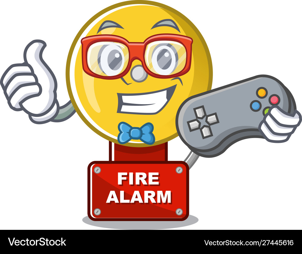 Gamer fire alarm with character shape Royalty Free Vector