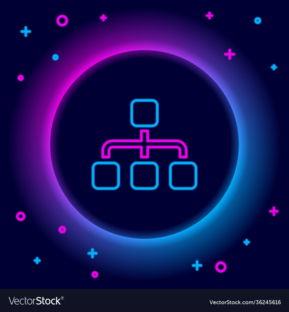 Glowing neon line business hierarchy organogram Vector Image