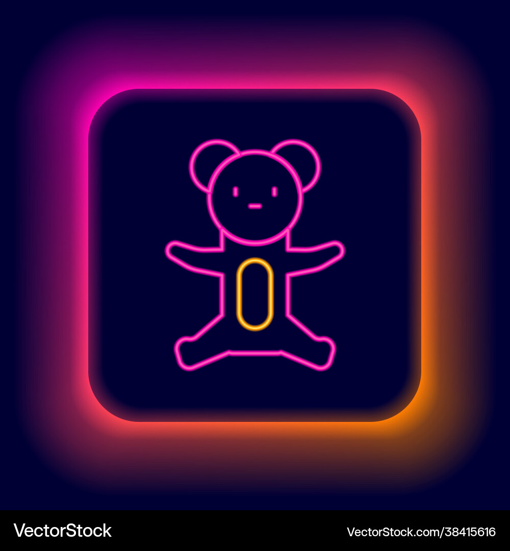 Glowing neon line teddy bear plush toy icon Vector Image