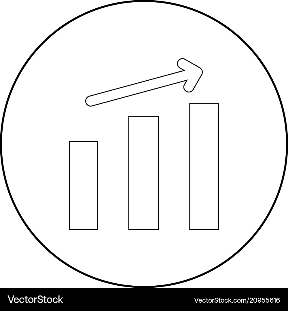 Growth chart the black color icon in circle Vector Image
