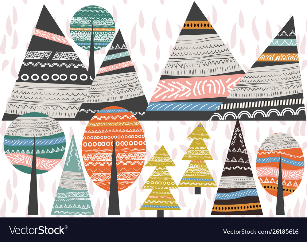 Hand drawn forest objects set creative Royalty Free Vector