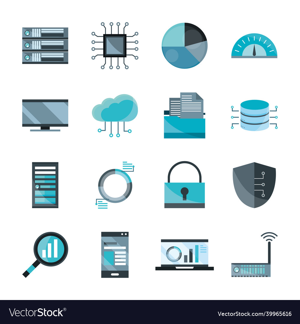 Icons set database Royalty Free Vector Image - VectorStock
