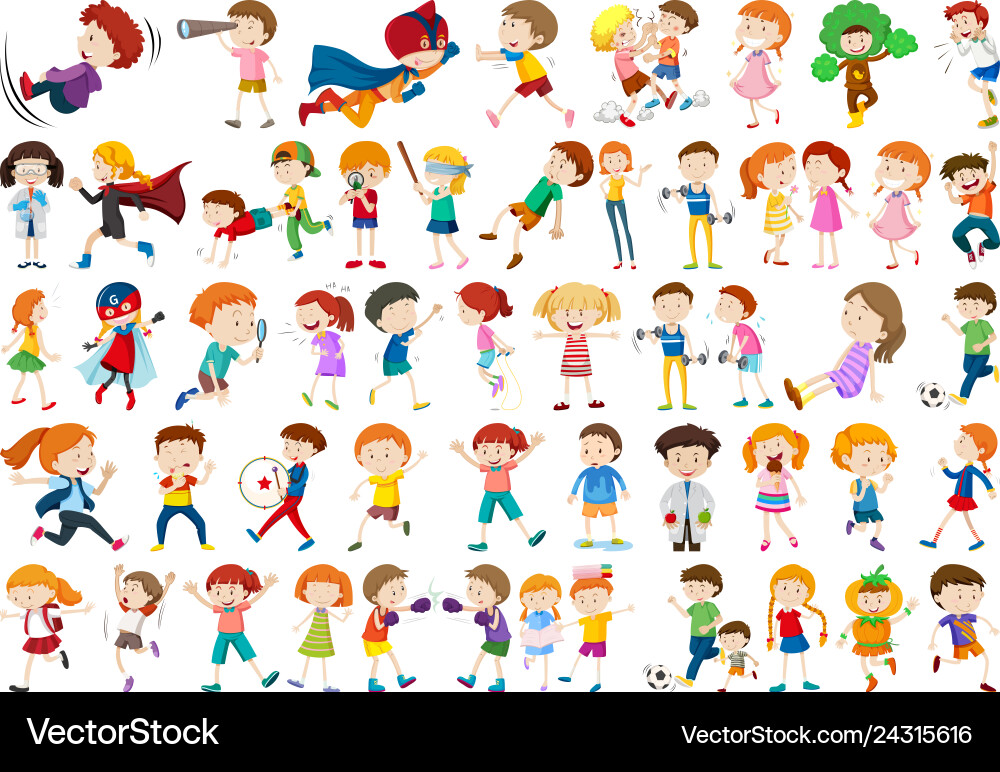 Large set of kids Royalty Free Vector Image - VectorStock
