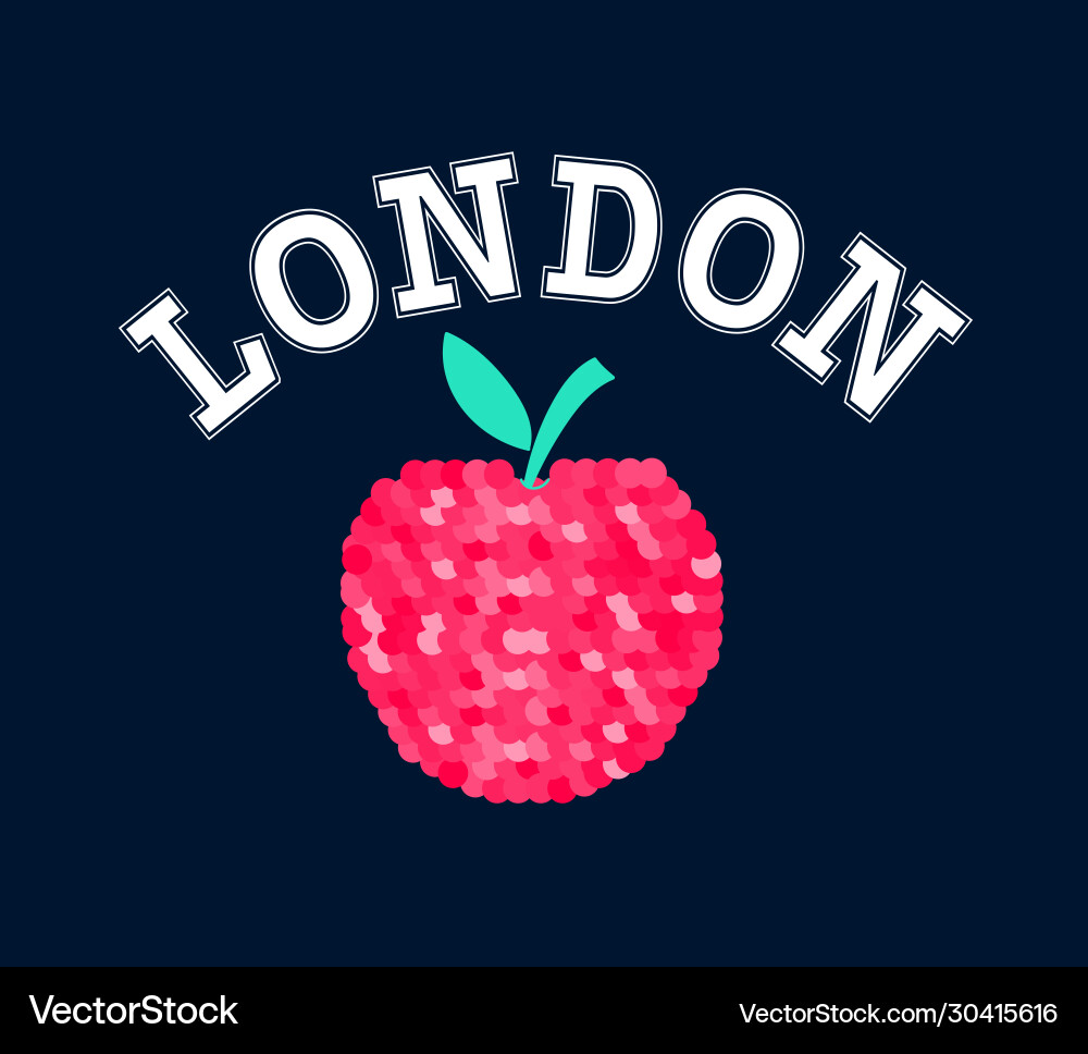 London slogan and apple print design Royalty Free Vector