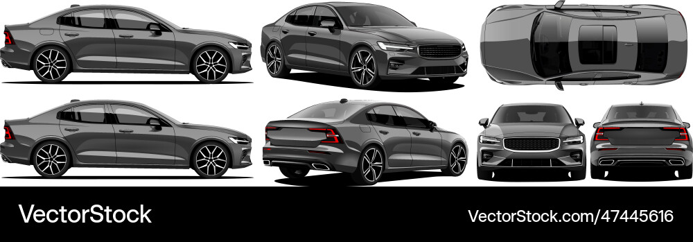 Realistic 3d isolated gray sedan car Royalty Free Vector