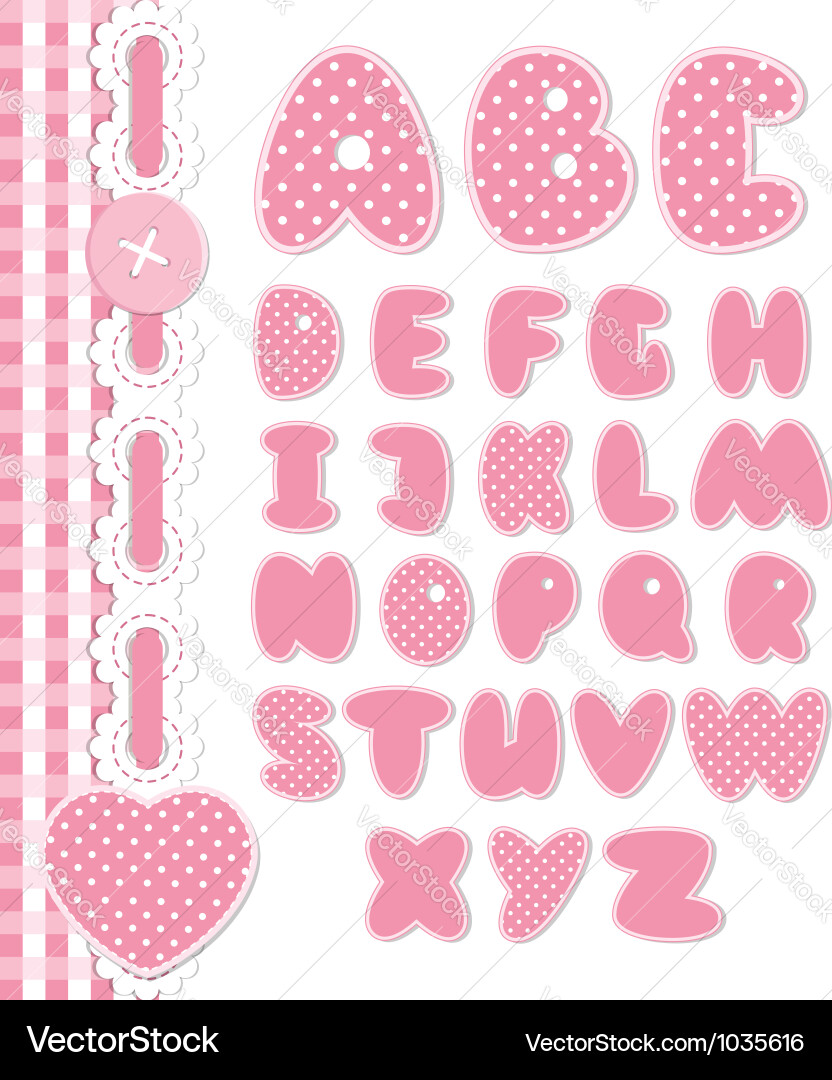 Retro scrapbook font pink color Royalty Free Vector Image