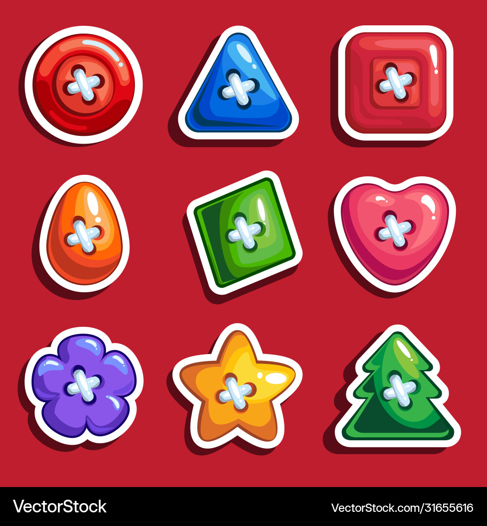 Set colored cartoon buttons for clothes Royalty Free Vector