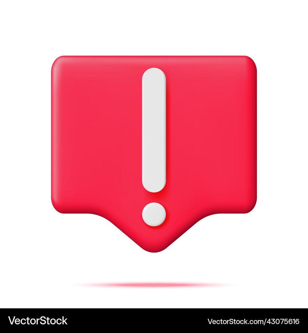 White exclamation mark in red round pin isolated Vector Image
