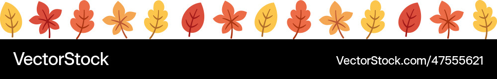 Autumn leaves separator border in orange and red Vector Image