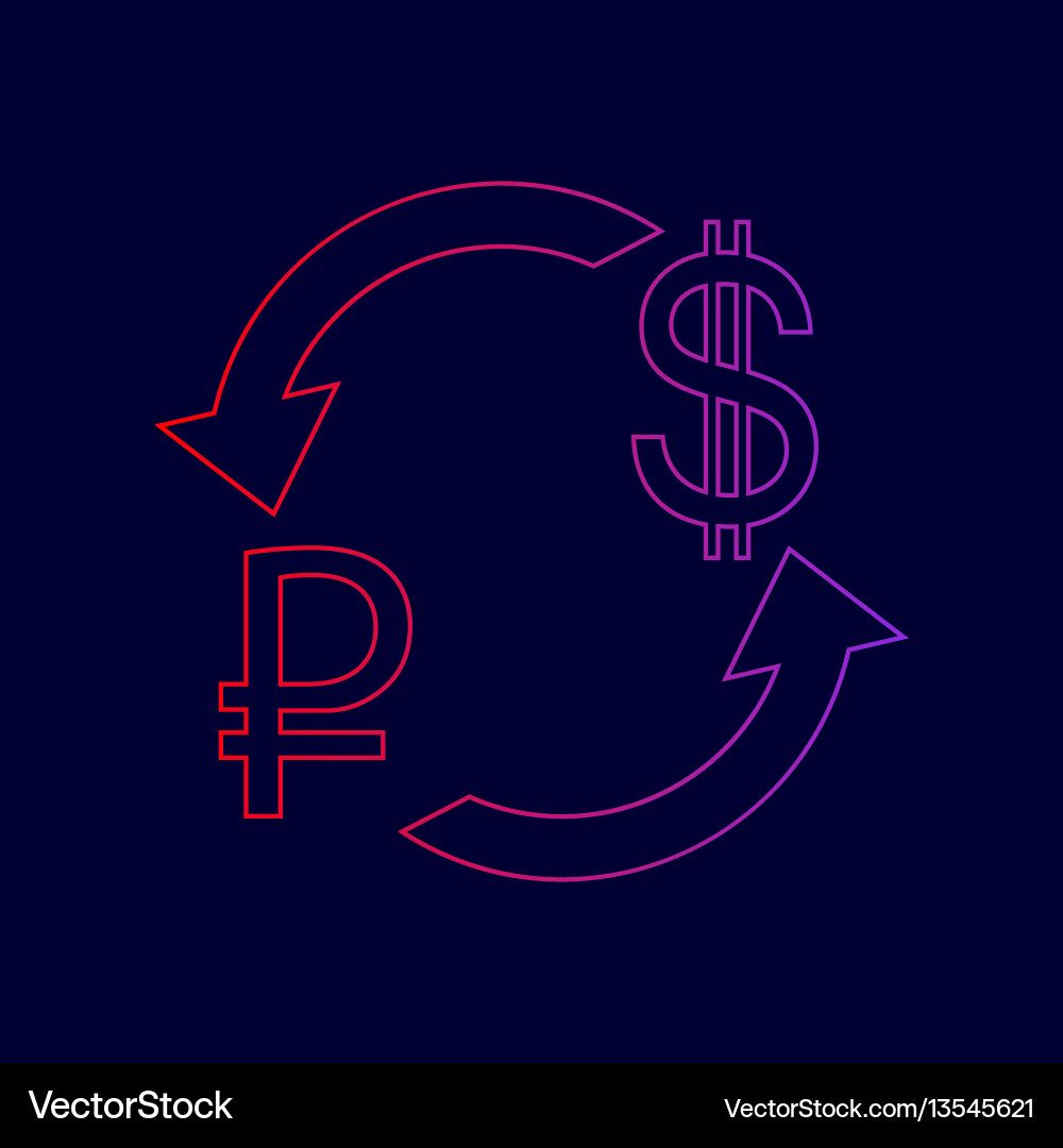 Currency exchange sign rouble and us dollar Vector Image