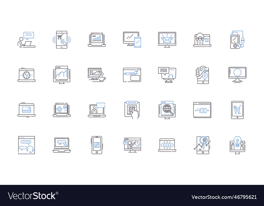 Digital marketing line icons collection seo Vector Image