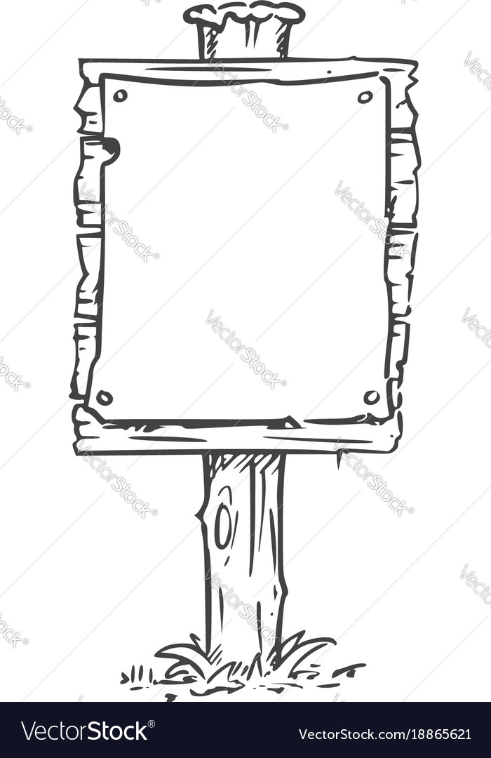 Empty blank sign board drawing Royalty Free Vector Image