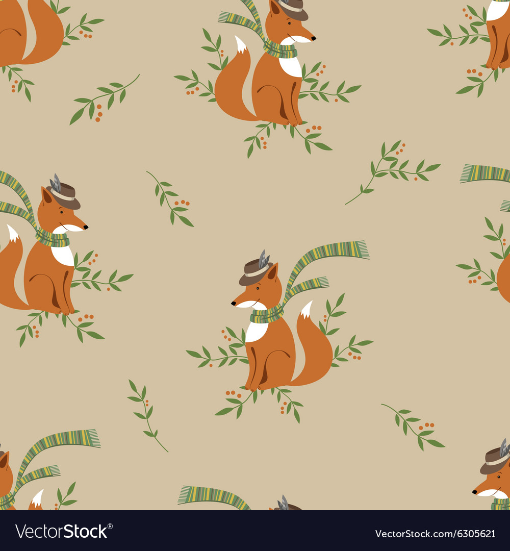 Funny foxy pattern Royalty Free Vector Image - VectorStock