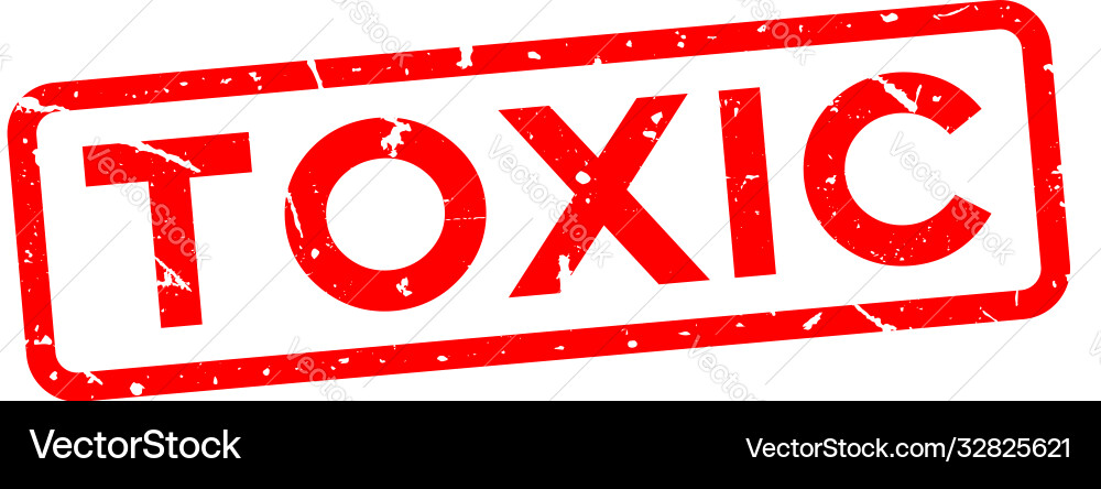 Grunge red toxic word square rubber seal stamp Vector Image