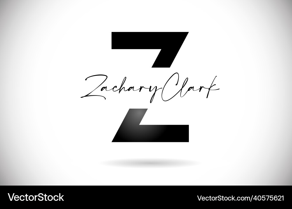 Letter z logo design with handwritten name Vector Image