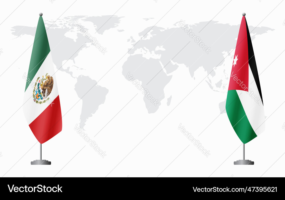 Mexico and jordan flags for official meeting Vector Image