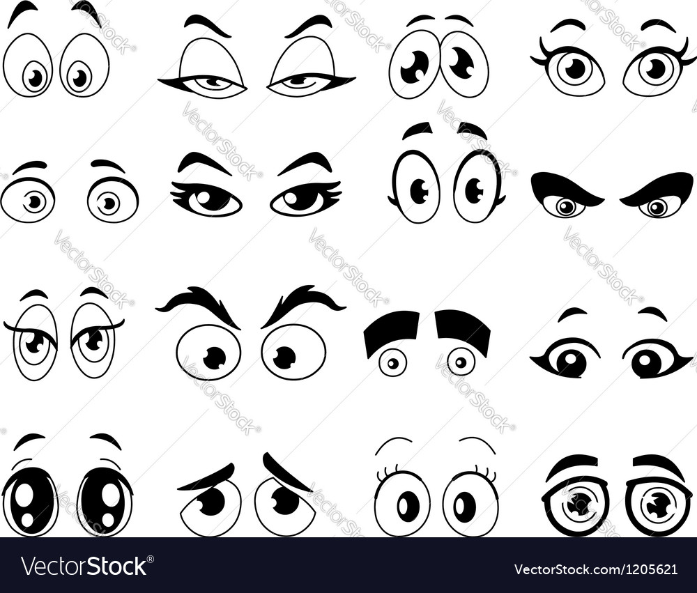 Outlined Cartoon Eyes Royalty Free Vector Image
